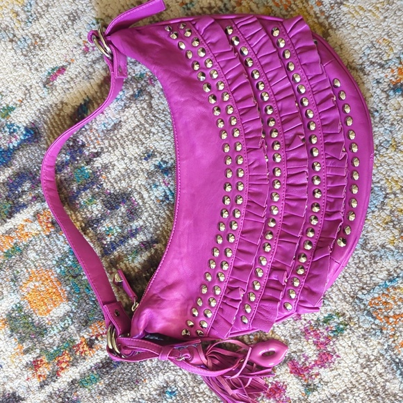 Betsey Johnson | Bags | Nwot Betsey Johnson Fuschia Studded Leather ...